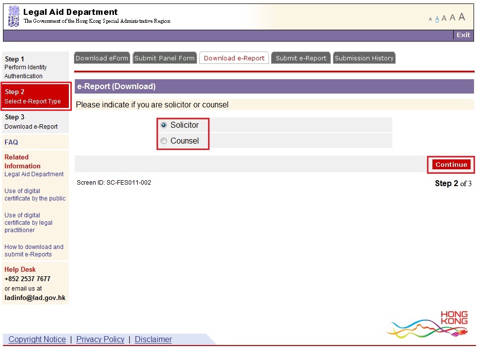 In “Step 2 Select e-Report Type”, choose either “Civil Case” or ...